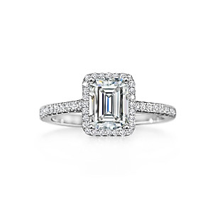 Michooyel 2ct Emerald Cut Moissanite Engagement Ring for Women D color Moissanite VVS1 Halo Sterling Silver Women Rings