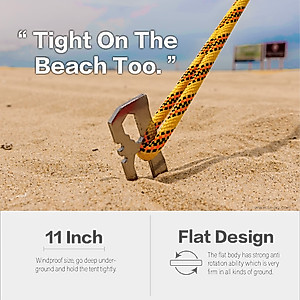 Tent Stakes 6-PCS - Camping Essentials for Tent Camper. Stainless Steel Heavy Duty Ground Stakes, Light Weight Camping Essentials, 11 inch 2.47 oz, Tent Accessories by LI JIU®