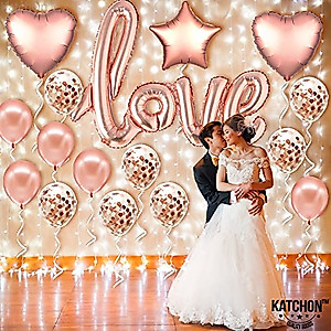 Huge, Rose Gold Love Balloon Set - 36 Inch, Pack of 21 | Rose Gold Valentine Decorations | Love Balloons, Heart Balloons for Valentines Day Decor | Valentines Balloons for Anniversary, Bridal Shower