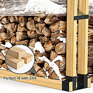 Urban Deco Firewood Rack Outdoor Bracket Kit - Log Racks Outdoor For Firewood Adjustable Log Holder Heavy Duty Firewood Rack Brackets 2x4 Wood Racks Outdoor For Firewood - Black Wood Rack - Pack Of 2