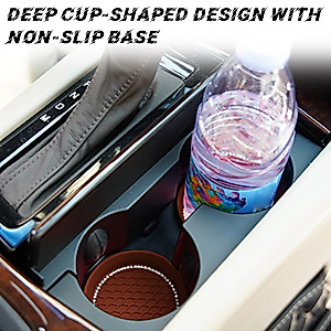 zipelo Bling Car Cup Coaster, 4 Pack Universal Vehicle Anti-Slip Cup Holder Insert Coasters, Crystal Rhinestone Silicone Shockproof Drink Mat, Car Interior Accessories (Coffee)