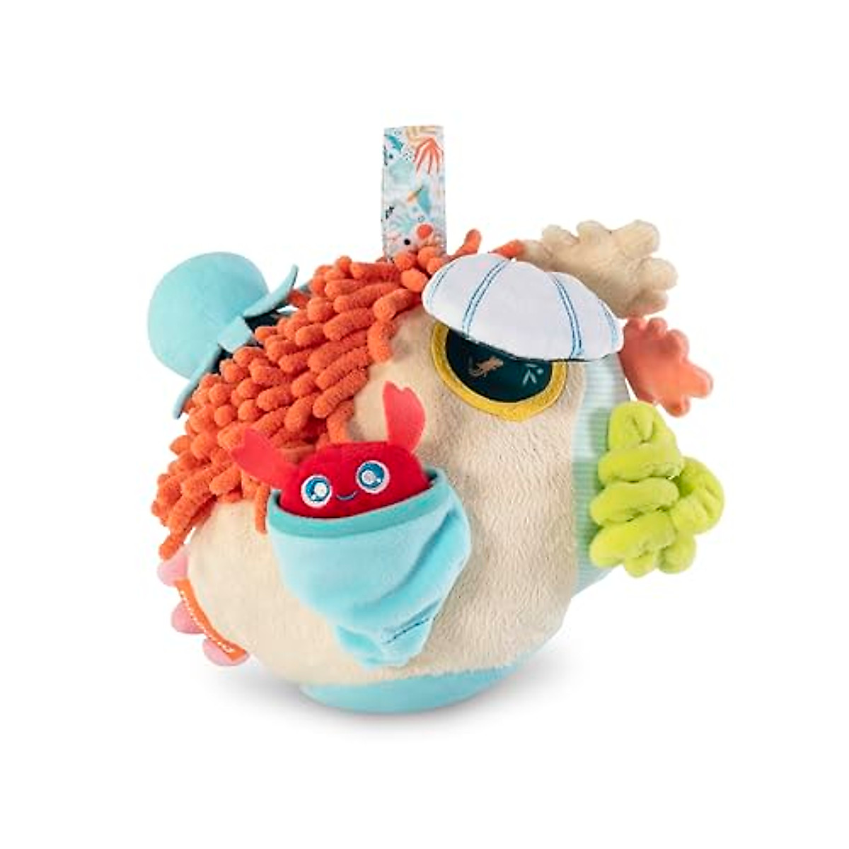 Miniland Sensorial Reef. Plush Rattle Toy for Infant and Toddlers with Many Different Sensory Stimulations. Fully Washable for Baby Teething. 2023 Toty Finalist