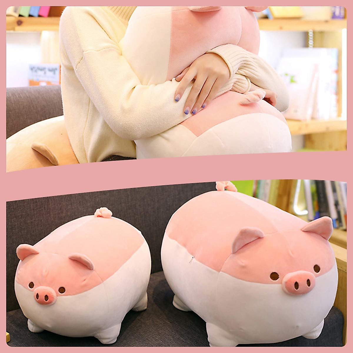 ARELUX 16in Stuffed Animal Pig Plush Pillow,Soft Piggy Anime Plushies Japanese Cuddle Pet Throw Pillow,Kawaii Plush Toy Gifts for Boys Girls Kids Birthday