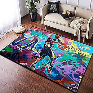 LOWEI Carpets for Teen Boys Gifts Basketball Area Rug Bedroom Non-Slip Home Floor Mat Living Room Printed Decor Sofa (60x39Inch, Color8) .