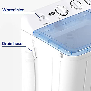 ZENY Portable Washing Machine Compact Twin Tub Laundry Washing Machine 17.6lbs Capacity, Mini Washer Dryer for Apartment RV Travelling,Semi-Automatic, 11lbs Washerg, 6.6lbs Spinner