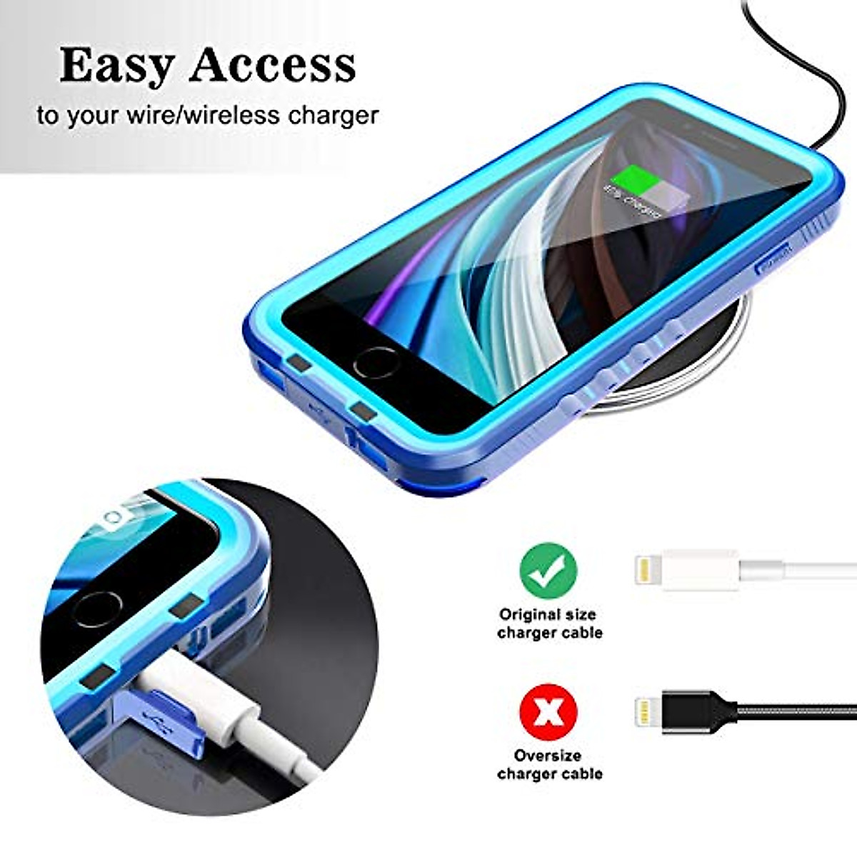 SPORTLINK Waterproof Case for iPhone SE 3rd 2022/iPhone SE 2nd 2020/iPhone 7/8 - Full Body Shockproof Dustproof Phone Screen Protector Rugged Waterproof Case for iPhone SE3/SE2/7/8 (Blue)