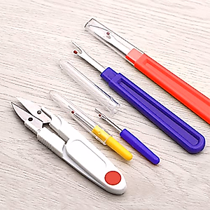 DEFUTAY 7 Pcs Seam Sewing Ripper Set, Thread Remover Kit with 2 Scissors, Handy Stitch Ripper Sewing Tool for Opening Seams,Hems(7 in 1)