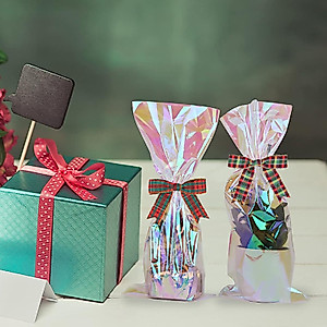 Meseey 50 Pcs Christmas Gingham Ribbon Bows with Twist Tie Red and Green Buffalo Check Premade Bows for Gift Wrapping Basket Wedding Baby Shower Brithday Party (2.5", Christmas)