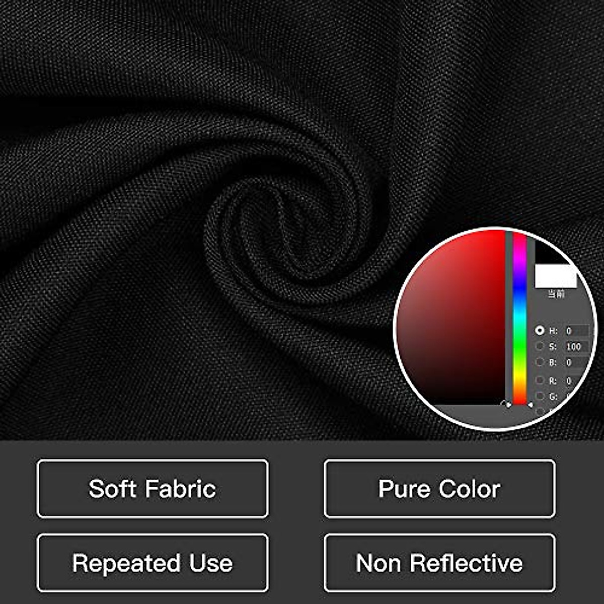 10 x 12 ft Black Backdrop, Polyester Fabric Chromakey Black Backdrop Background for Photography, Video, Studio and Television with 4 Backdrop Clips and 4 Spring Clamps