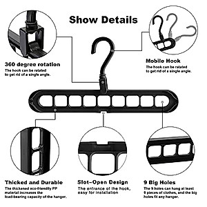 HEYHOUSE Closet Organizers and Storage,College Dorm Room Essentials,Pack of 10 Multifunctional Closet Organizer Magic Space Saving Hangers with 9 Holes Closet Storage Organization for Wardrobe Closet