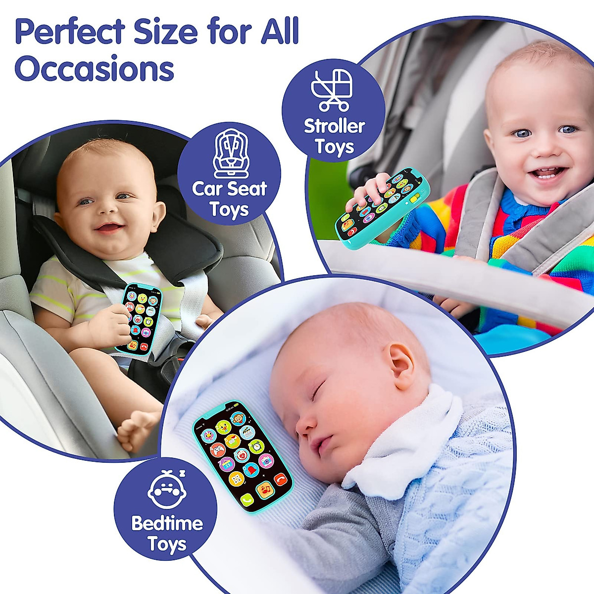 HOLA Baby Phone Toys for 1 Year Old Boy Girl, My First Learning Play Phone for Kid, Musical Light up Phone Toys 12 18 24 Month, Toys for 1,2 Year Old Boys Girls,Blue