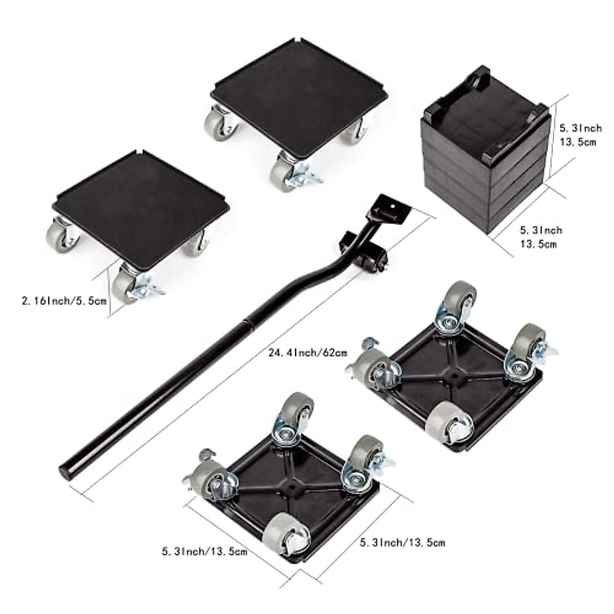 Heavy Duty Furniture Lifter with 4 Sliders for Easy and Safe Moving Kit, Rubber Wheels w Brake 360° Rotatable Appliance Mover Dolly, Table Corner Fixing, Max Up for 1100LBS/500KG (5-Square)