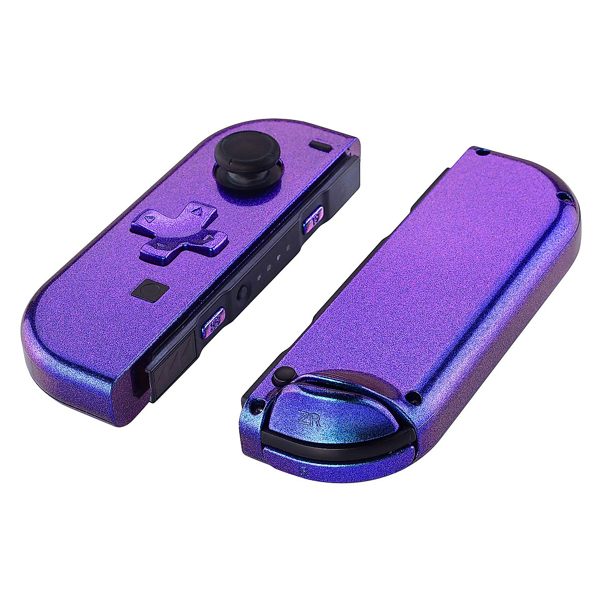 eXtremeRate Chameleon Purple Blue Joycon Handheld Controller Housing (D-Pad Version) w/Full Buttons, DIY Replacement Shell Case for Nintendo Switch & Switch OLED Joy-Con – Console Shell NOT Included