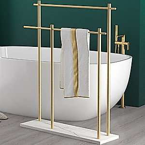 N/A Floor Rack Rack White Marble Towel Rack Floor Towel Hanging Rod Bathroom Towel Storage Rack Drying Rack