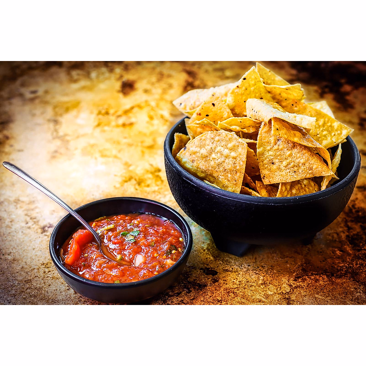 LavoHome 6 Pack of Salsa Bowls, Black Plastic Mexican Molcajete Chips Guacamole, Serving Dish, Sauce Cup, Side dish, Snack, Chips, Dip, Nuts or Candy. Great to use at any event