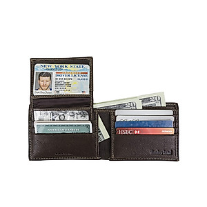Timberland Men's Leather Passcase Security RFID Wallet, Dark Brown, One Size