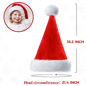 Iioscre Kids Santa Hat Christmas Hats for Girls Boys, Unisex Toddler Plush Xmas Holiday Hat,Comfort Velvet Luxury Santa Claus Hat, Thicken Classic Child Christmas Party Supplies for New Year Festive