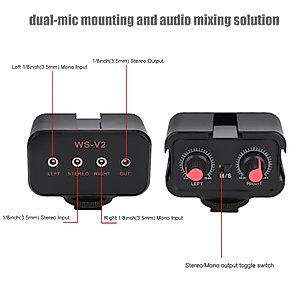 Camera Mixer Dslr Mixer o Camera Mixer o Camera Mixer WSV2 2 Channel Universal Microphone o Adapter Mixer with 3.5mm Inputs for DSLR Cameras