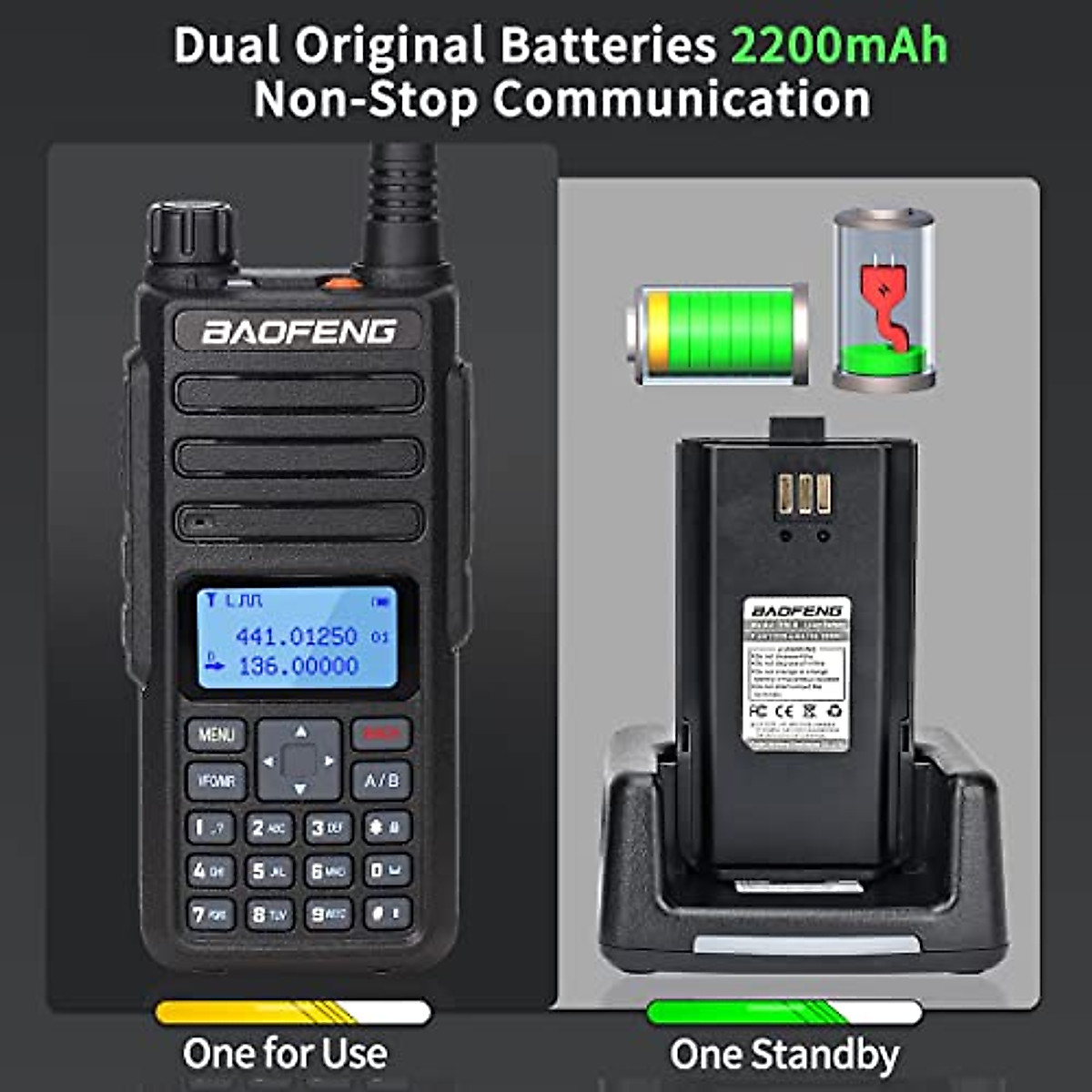Ham Radio Baofeng BF-H6 10W High Power Two Way Radio Dual Band Handheld Walkie Talkie(UV-5R Upgraded Version) with PL2303 USB Programming Cable etc Extended Kit