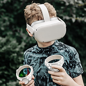 TNP Silicone Cover Set for Oculus Quest 2 Meta Quest 2 Controller Protector White 3 in 1 Silicone VR Face Cover, Protective Lens Cover, VR Headset Skin Shell Accessories for Oculus Quest 2