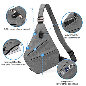 weiatas Sling Bag Chest Shoulder Backpack Crossbody Bags for Men Women Travel Outdoors (Grey)