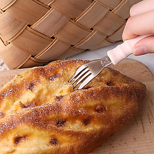 HAKSEN Toddler Utensils, Baby Forks and Spoons Set, 3 Forks and 3 Spoons, Perfect Length for Baby Spoons Self Feeding, Stainless Steel Cutlery with Silicone Handle