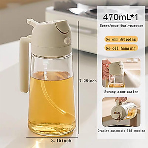 GLBEAR 16oz Olive Oil Dispenser, 2 in 1 Oil Sprayer for Cooking，470ml spray bottles，oil dispenser for kitchen，Salad,BBQ
