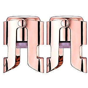 OWO Champagne Stopper, Stainless Steel Bottle Plug Sealer for Sparkling Wine, Superior Leak-Proof Bubble Retaining Saver, No Sharp Edge, No Spill, Fizz Saver, Passed Press Test (Rose Gold)