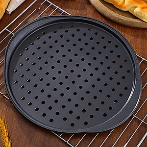 Hemoton Non-Stick Pizza Pan with Holes, 4 Pcs Baking Steel Pizza Pan with Holes, Round Pizza Pan for Oven, Bakeware Pizza Tray, Nonstick Crisper Pizza Pan Set (12.5 Inch/32cm)