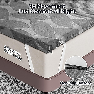 Flexpedic Firm Mattress Topper 3 Inch King Size - Advanced Gel Infused Memory Foam Bed Topper for Deep Pain Relief - Breathable & Washable Cover - CertiPUR-US Certified Comfort Enhancement