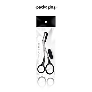 1 PCS Men Women Professional Eyebrow Scissors-Eyelash Hair Remover Tool with Comb and Non Slip Finger Grips(Black+ Silver)