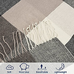 David's Home Buffalo Plaid Throw Blanket- Soft and Lightweight Buffalo Check Blanket with Decorative Tassels for Couch Sofa-Outdoor Fringe Lap Throw-Farmhouse Style-50x60 Inches-Black/Brown