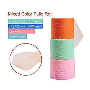 BENECREAT 12 Roll 300 Yards/900FT Rainbow Tulle Fabric Rolls Netting Fabric 2" by 25 Yard Spool for Wedding Party Decoration, DIY Craft
