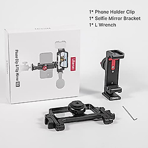 Selfie Mirror for Smartphone Phone Holder Cold Shoe Microphone/Light Mount Camera Tilt Flip Screen Vlogging Accessories Video Shooting Compatible for iPhone 14 13 12 X Pro Max Rig, for Sony Canon DSLR