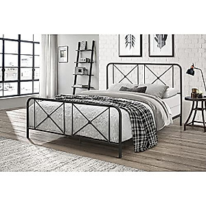 Hillsdale Furniture Queen Metal Bed with Double X Design Platform, Black