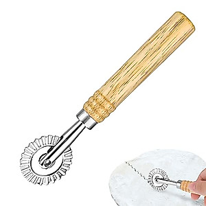 WLLHYF Pasta Cutter Wheel Ravioli Cutter Wheel with Roller Pizza Cutter Wheel Dumpling Lace Making Zinc Alloy Noodle Making Cutter for Kitchen