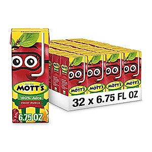 Mott's 100 Percent Fruit Punch Juice, 6.75 fl oz boxes, 32 Count (4 Packs of 8)