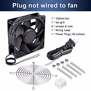 Wathai EC Industrial Case Fan 120mm x 38mm Ball Bearing AC 110V 115V 120V 220V 240V Brushless Cooling Fan