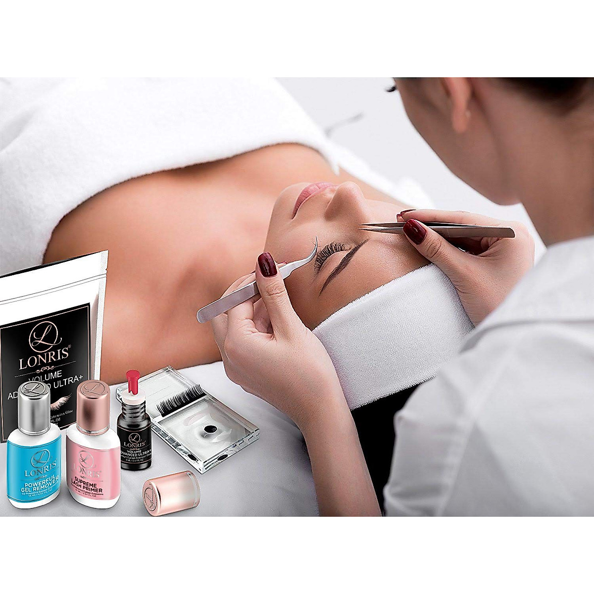 7-8 Weeks Retention/Eyelash Extension Glue Volume Advanced Ultra+ LONRIS Lash 5 ml/1-2 Sec Drying time/Maximum Bonding/Semi-Permanent Extensions Supplies/Professional Use Only Black Adhesive