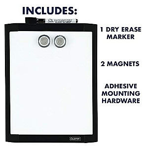 Quartet Magnetic Whiteboard, 8-1/2" x 11" White Board for Wall, Dry Erase Board for Kids, Perfect for Home Office & Home School Supplies, 1 Dry Erase Marker, 2 Magnets, Black Frame (MHOW8511-BK)