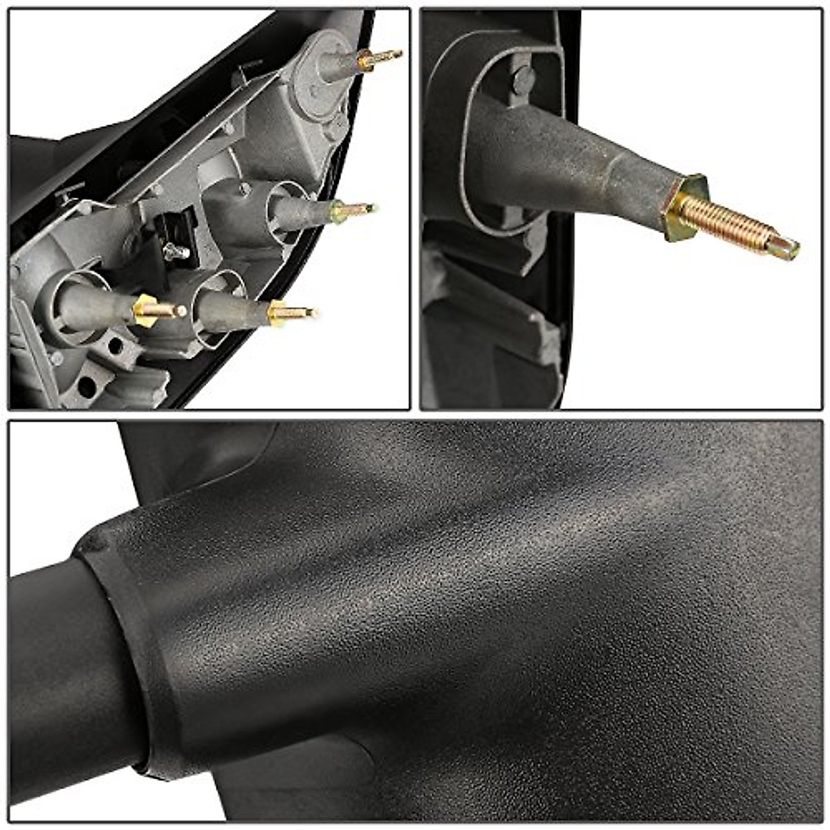 Pair of Black Textured Manual Telescoping Extenable Side Rear View Towing Mirrors Compatible with Ford E-Series 03-14
