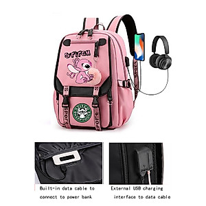 WZCSLM 15.6 Inch Stylish Computer Backpack Teens Bag College School Casual Daypack With USB Port Business (pink)