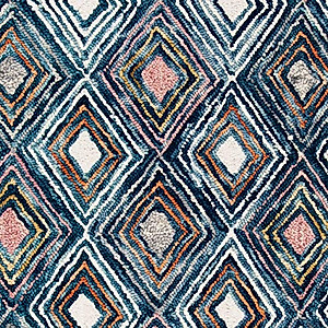 SAFAVIEH Aspen Collection Area Rug - 5' x 8', Blue & Gold, Handmade Boho Wool, Ideal for High Traffic Areas in Living Room, Bedroom (APN810M)