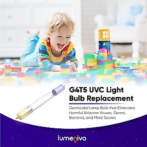 lumenivo G4T5 UVC Light Bulb Replacement 4 Watts Germicidal UV Light - G5 Miniature Bi-Pin - T5 UVC Lamp Replacement - 2 Pack