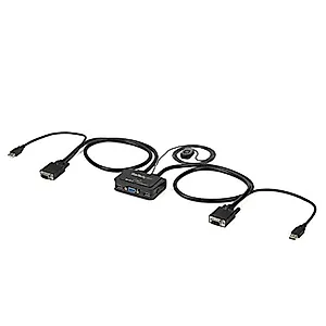 StarTech.com 2 Port USB VGA Cable KVM Switch - USB Powered with Remote Switch - KVM with VGA - Dual Port VGA KVM Switch (SV211USB),Black