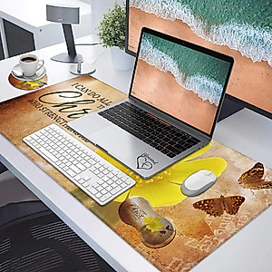 Desk Pad Mat + Wrist Rest Pad + Coasters Set, Durable Office Desk Mat 31.5"x 11.8", Large Gaming Mouse Pad Extended Non-Slip Rubber Base Keyboard Pad for Laptop & Home, Bible Verse Philippians 4:13