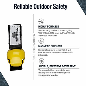 SABRE Frontiersman Bear Bell, Magnetic Silencer, Durable Hook and Loop Strap Attachment, Helps To Prevent Startling Bears While Hiking