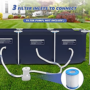 Above Ground Swimming Pool, Jhunswen 8.3ft x 5ft 26in Outdoor Rectangular Steel Frame Pool for Adults Family, Grande Splash Square Kids, Easy Setup with Repair Kit (No Filter Pump)