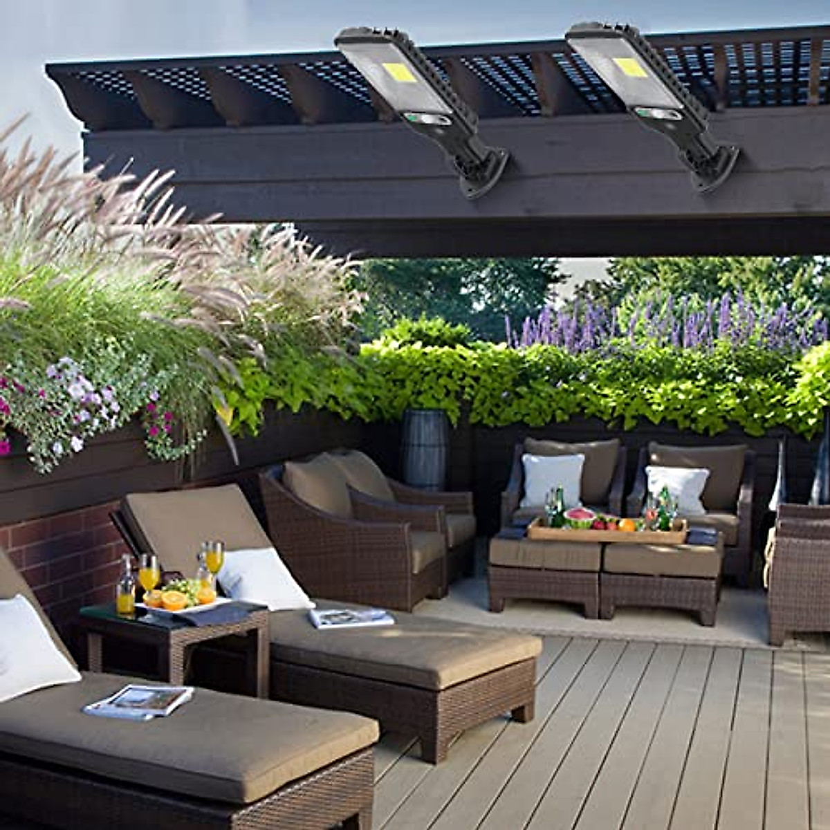 Outdoor Solar Powered Street Lights - Dusk to Da-wn IP65 Waterproof Outdoor Solar Powered Street Lights with 3 Intelligent Lighting Modes & Motion Sensor for Garden Yard Parking Lot Drive-Way (C)