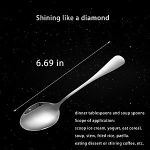 Spoons,Set of 30 Top Food Grade Stainless Steel Spoons Silverware, Dinner Tablespoons,Soup Spoons,Coffee Spoons, Slightly Big Tea Spoons, Flatware Spoons,6.69 Inches, Mirror Finish & Dishwasher Safe